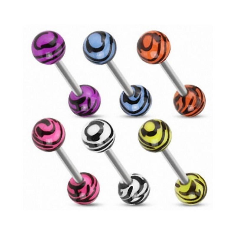 Piercing langue zébré jaune fluo - Tarawa.com