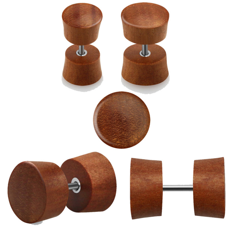 Faux plug oreille bois 8 mm couleur marron - Tarawa Piercing