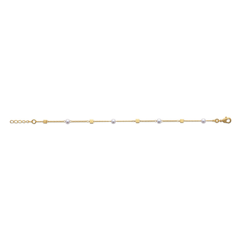 Bracelet fin avec perle de culture et perle carré
