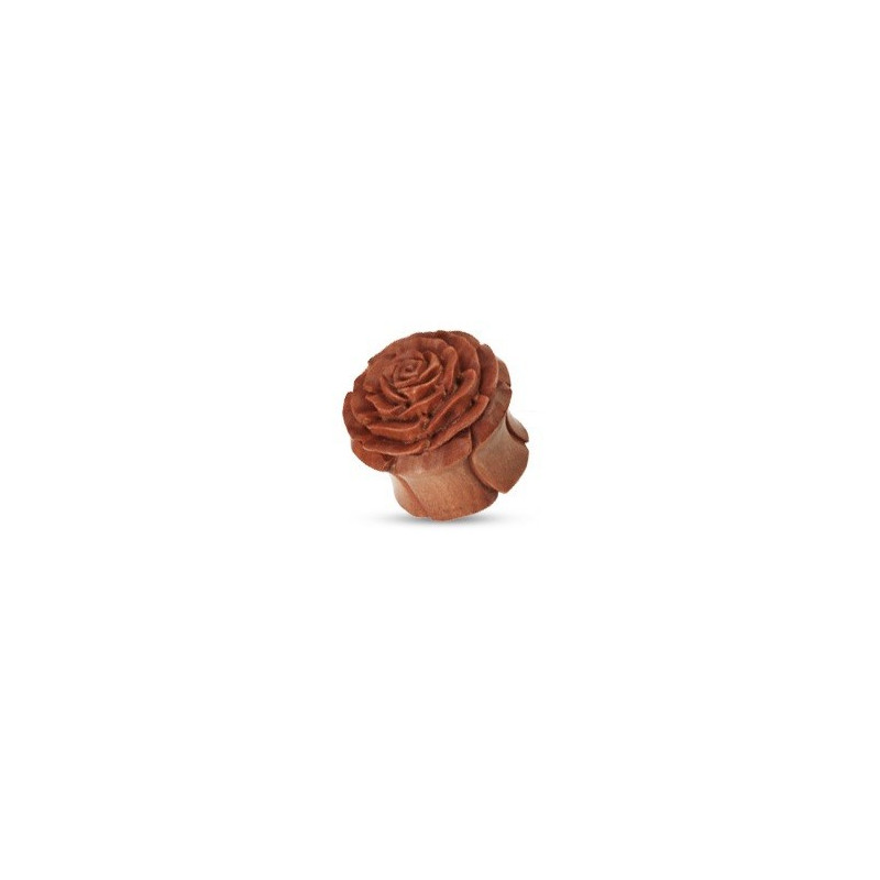 Plug en bois marron sculpté motif fleur - Tarawa écarteur